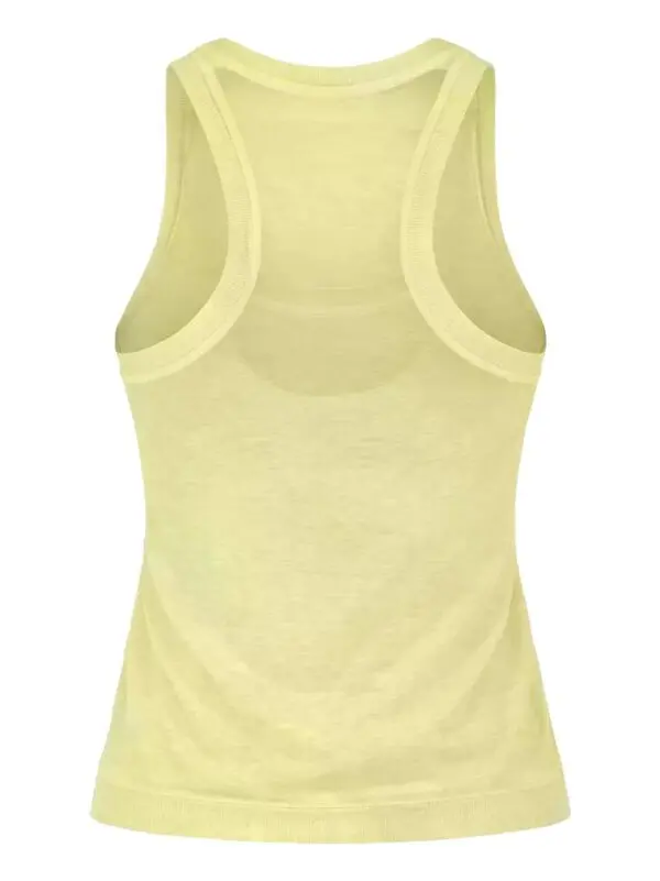 Patrizia Pepe Sleeveless Rib-knit Tank Top With Chest Logo Detail - Yellow