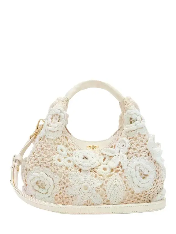 GANNI Floral Crochet Mini Bag - Neutrals