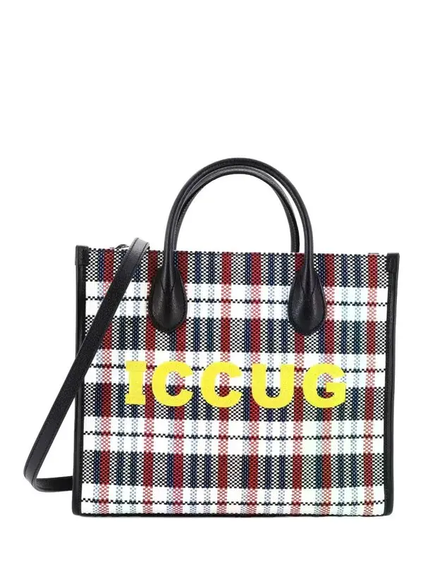 Gucci Iccug Tote Embroidered Faux Raffia Small Satchel - Multicolour