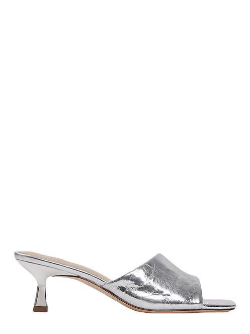 Sandro Crinkled Metallic-leather Heeled Mules - Silver
