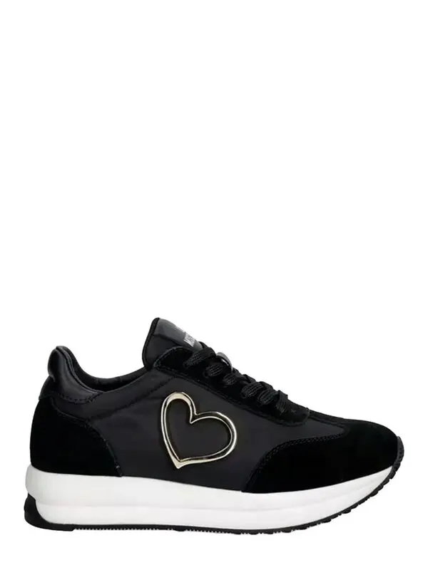 Moschino Heart Appliqué Lace-up Sneakers - Black