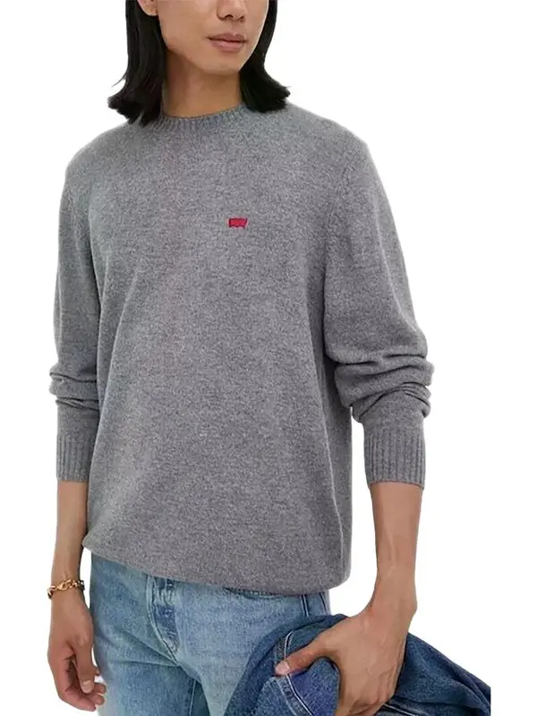 LEVI'S Crew Neck Logo Patch Sweater - Grey