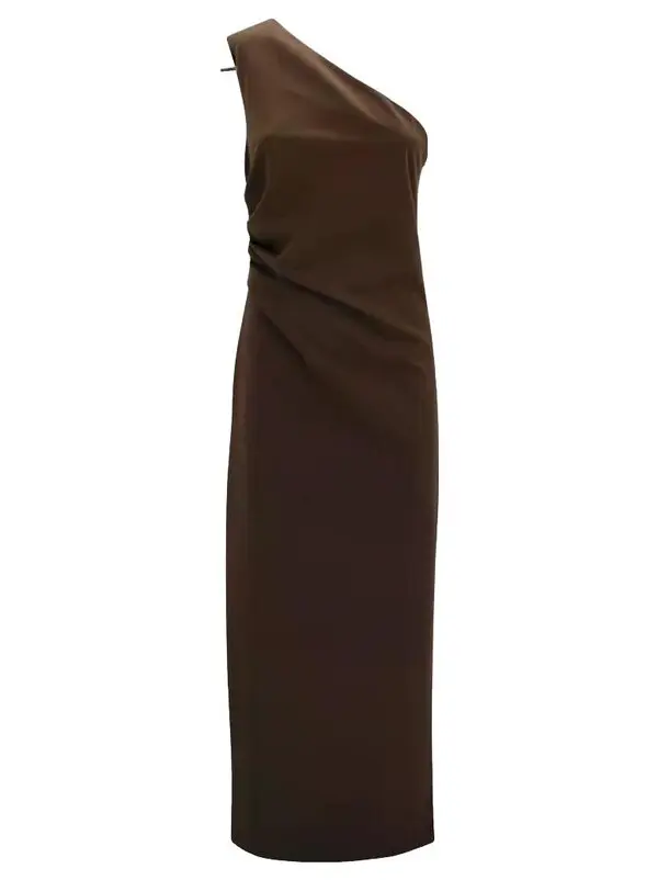 P.a.r.o.s.h One-shoulder Ruched Maxi Dress - Brown