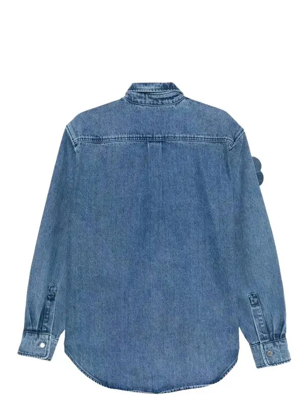 David Koma Floral Appliqué Denim Shirt - Blue