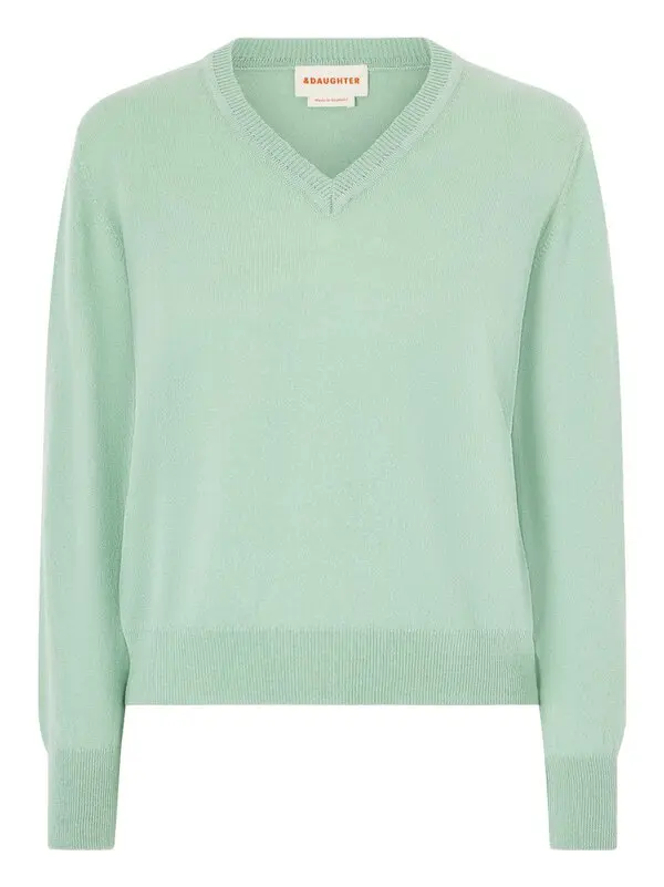 Daughter Slim Cashmere And Cotton-blend V-neck Sweater - Green
