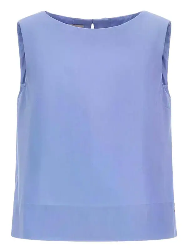 Herno Boat Neck Top With Bow Detail - Blue