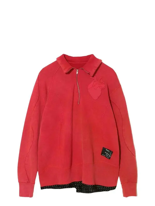 Undercover Heart-appliqué Polo Top - Red