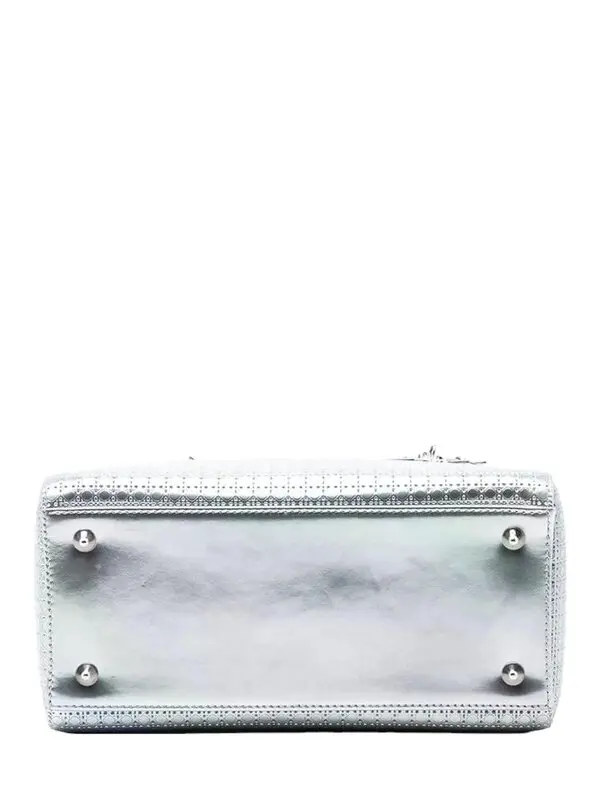 Dior Medium Metallic Patent Microcannage Lady Satchel - Silver