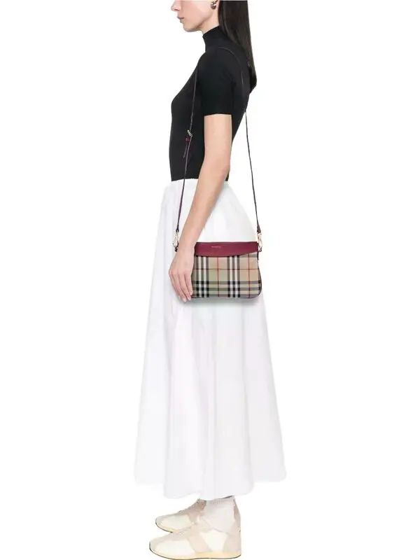 Burberry Haymarket Check Canvas Peyton Crossbody Bag - Red
