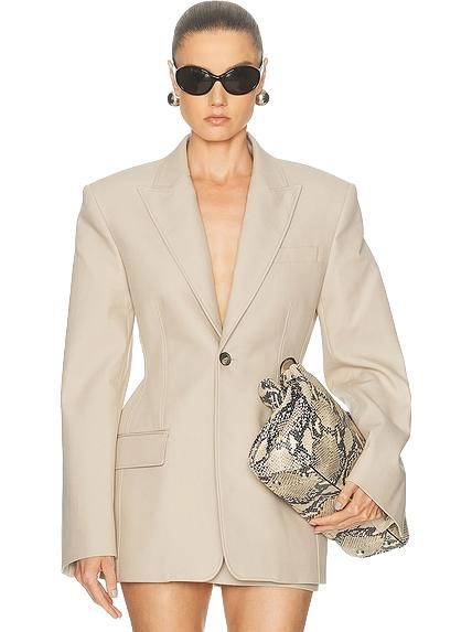 Wardrobe.NYC Drill Contour Blazer - Stone