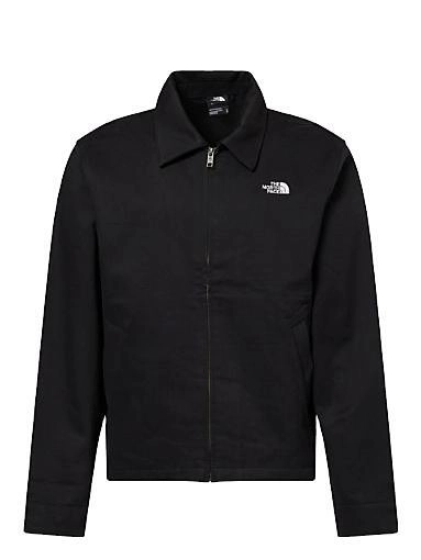The North Face Classic-collar Embroidered-logo Cotton Jacket - Tnf Black