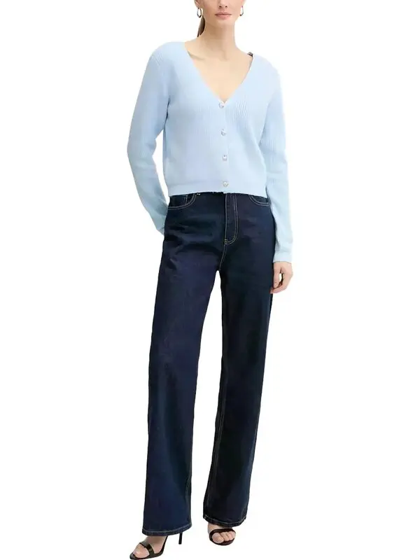 MORGAN Heart Button V-neck Knitwear - Blue