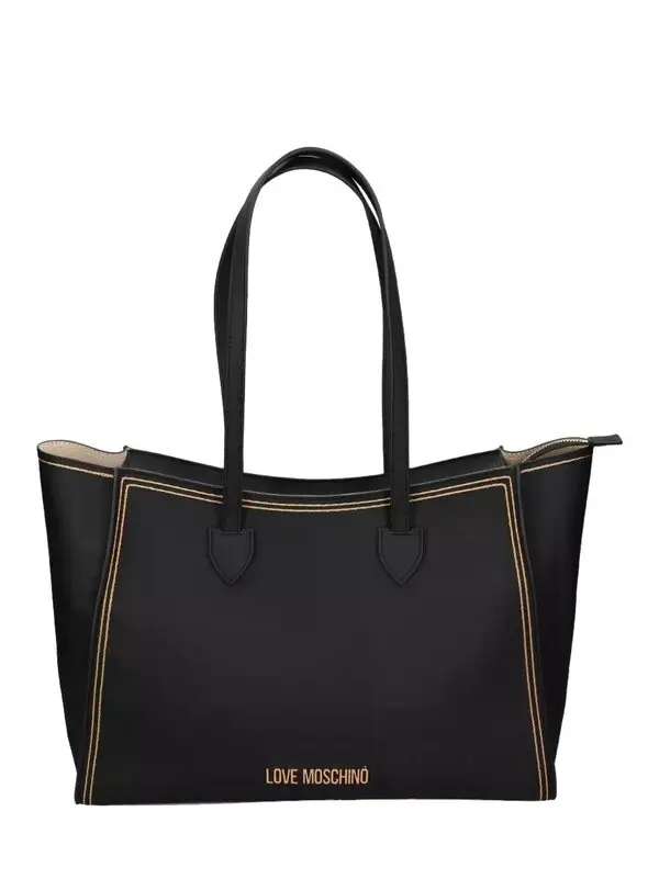 Moschino Logo Plaque Tote Bag - Black