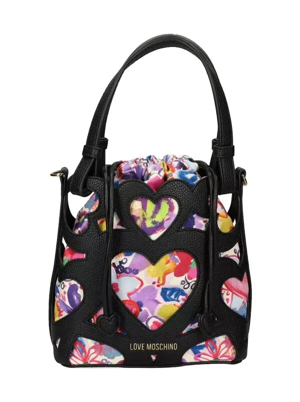 Moschino Heart Detail Bucket Tote Bag - Black