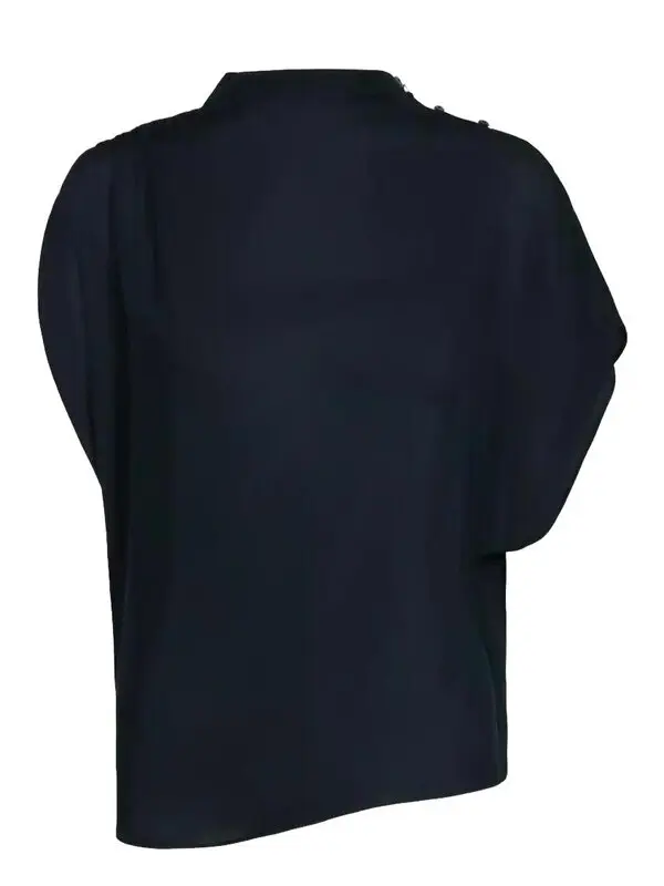 TWP Wish You Would Draped Mock-neck Blouse - Blue