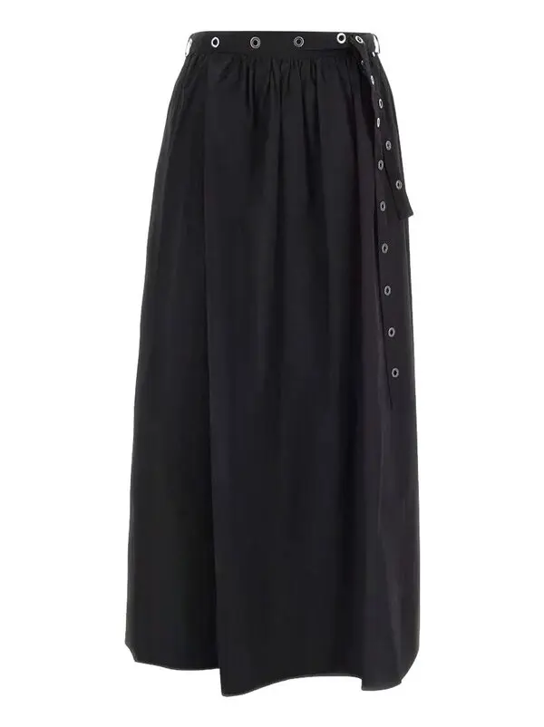 BOSS Cotton Maxi Skirt With Eyelet Detailing - Black