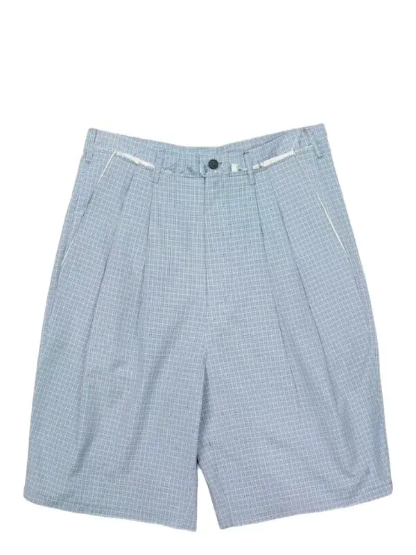 CAMIEL FORTGENS Tailored Checked Pleated Shorts - Blue