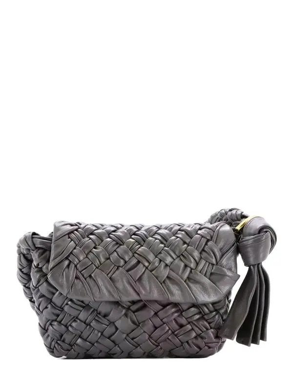 Bottega Veneta Kalimero Citta Intrecciato Plisse Leather Shoulder Bag - Grey