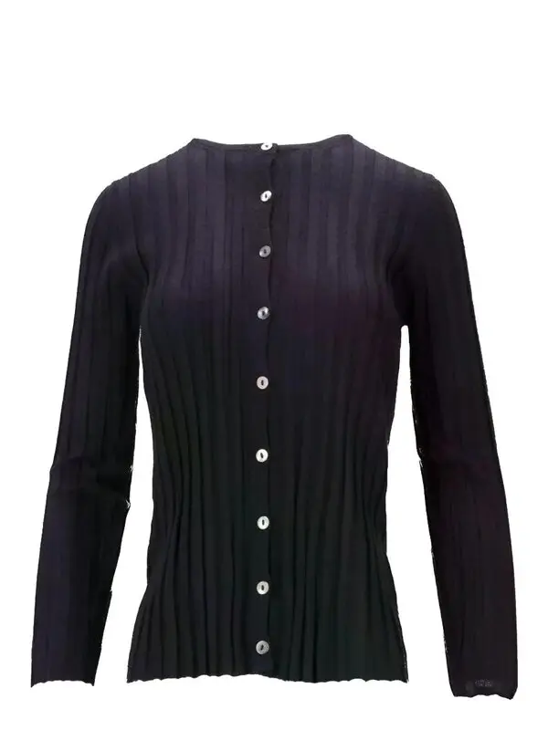 LA ROSE Ribbed Button Cardigan - Blue