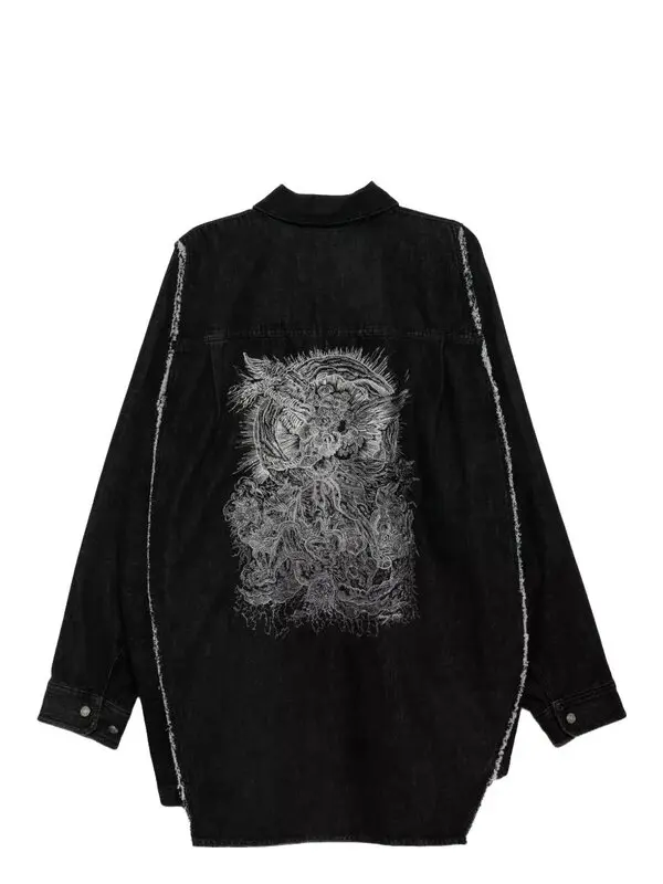 SONGZIO Polyptych Embroidered Denim Shirt - Black