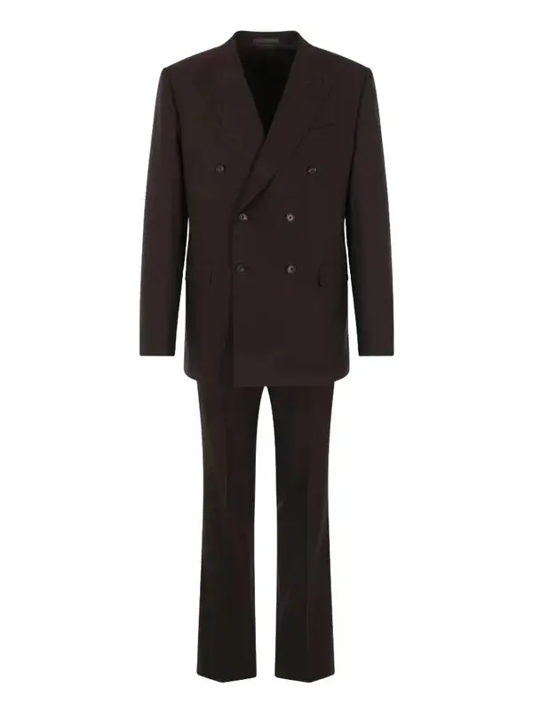 Caruso Double-breasted Suit - Brown