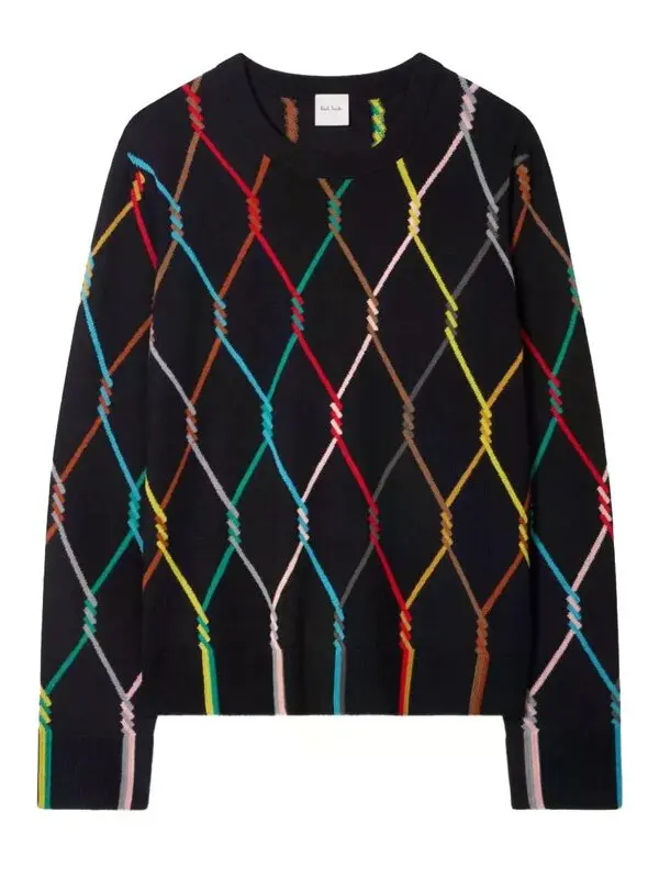 Paul Smith Diamond Pattern Crew Neck Sweater - Black