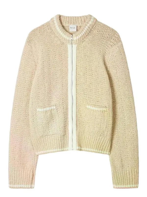 Paul Smith Cream Organic Cotton Zip-up Cardigan - Neutrals
