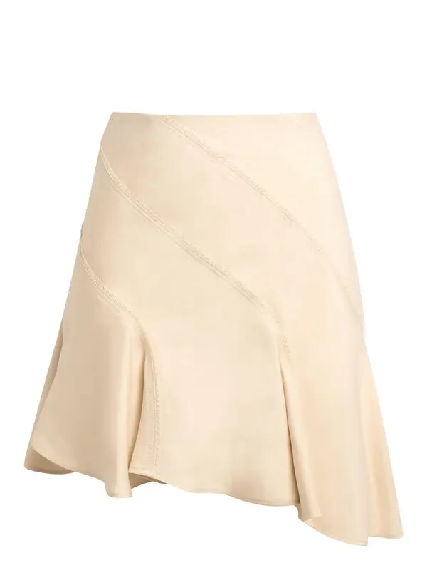 Claudie Pierlot Asymmetric Mini Skirt With Lace Trim - White