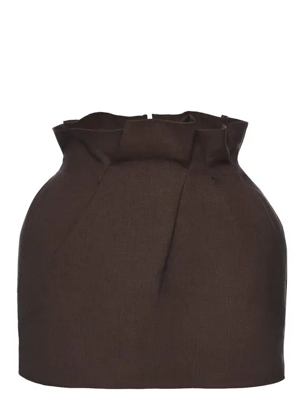 Magda Butrym Paperbag-waist Linen-blend Mini Skirt - Brown