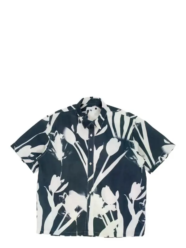 POP TRADING COMPANY Tulip Print Short Sleeve Shirt - Blue