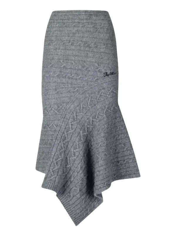 Attico Cable Knit Midi Skirt - Grey