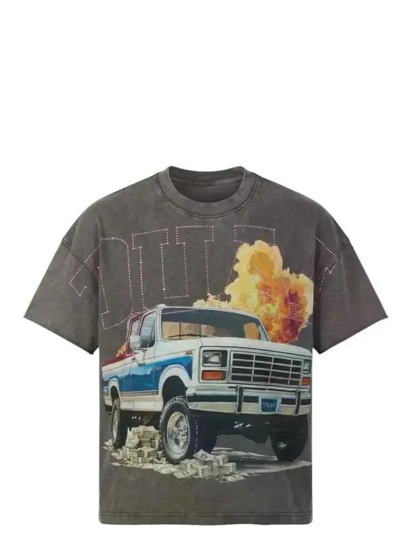 DUAA Graphic Rhinestone T-shirt - Grey