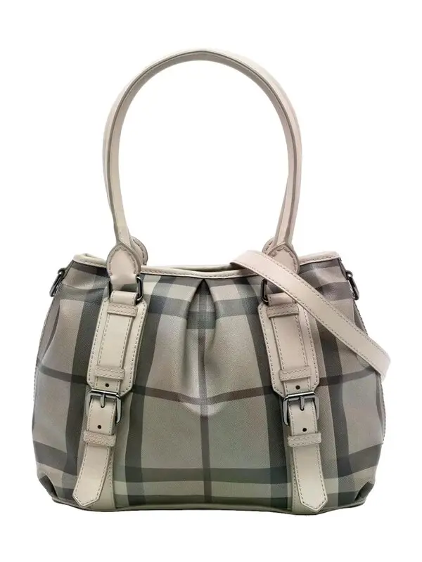 Burberry Small Smoke Check Coated Canvas Satchel - Neutrals