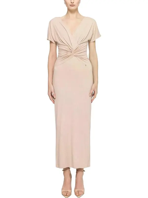NISSA Glitter V-neck Maxi Dress - Neutrals