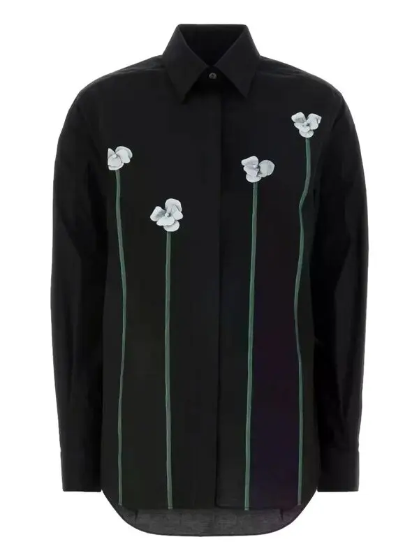 Moschino Floral Appliqué Shirt - Black
