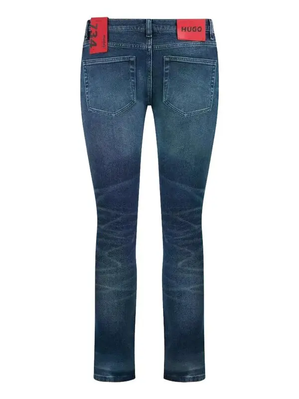 BOSS Logo Patch Straight Leg Jeans - Blue