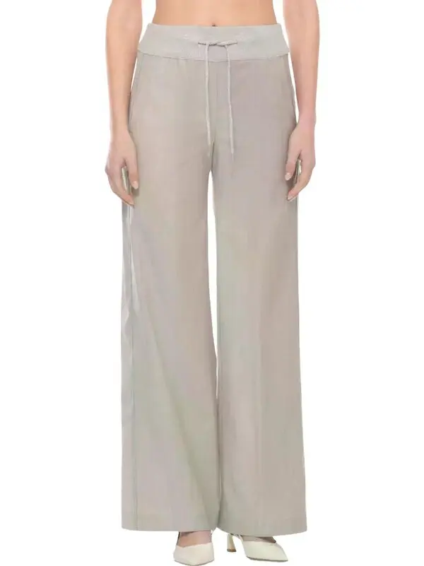 PANICALE Drawstring Wide-leg Trousers With Metallic Waistband - Neutrals