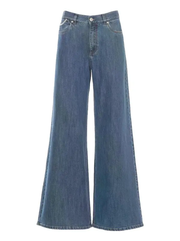 PANICALE Flared Wide-leg Jeans - Blue