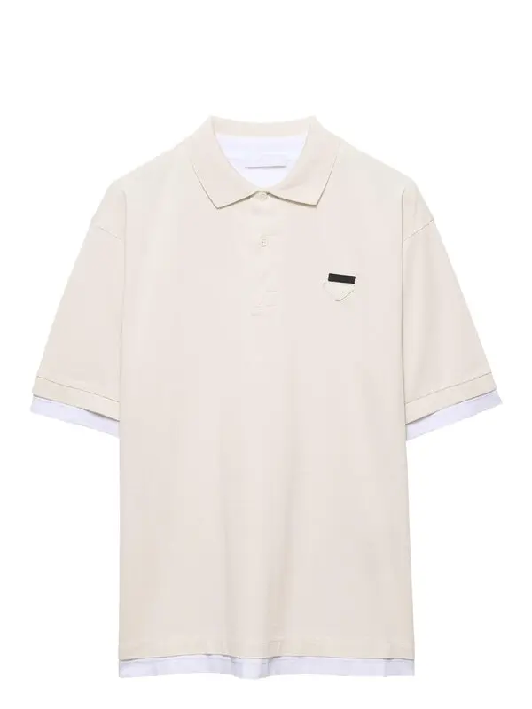 Prada Cotton Layered Polo Shirt - Neutral