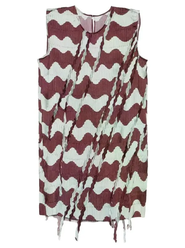 JNBY Pleated Mini Dress With Fringed Hem - Brown