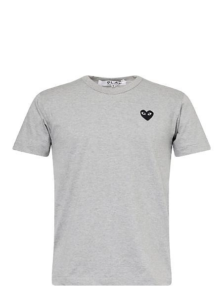 Play Comme Des Garcon Crewneck Embroidered-logo Cotton T-shirt - Grey