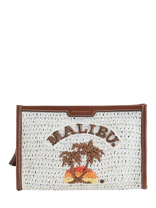 ANYA HINDMARCH Malibu Raffia Pochette - Chalk