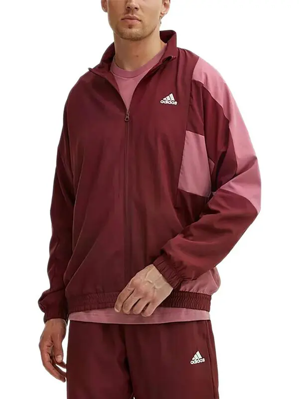 Adidas Colour-block Zip-up Jacket - Red