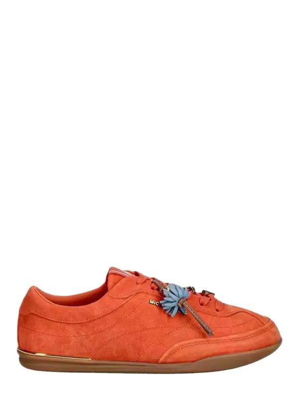 Michael Kors Nolan Floral-appliqué Suede Sneakers - Orange