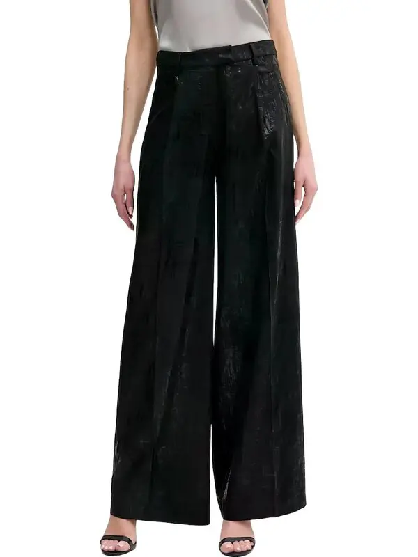 SILVIAN HEACH Textured Wide-leg Trousers - Black
