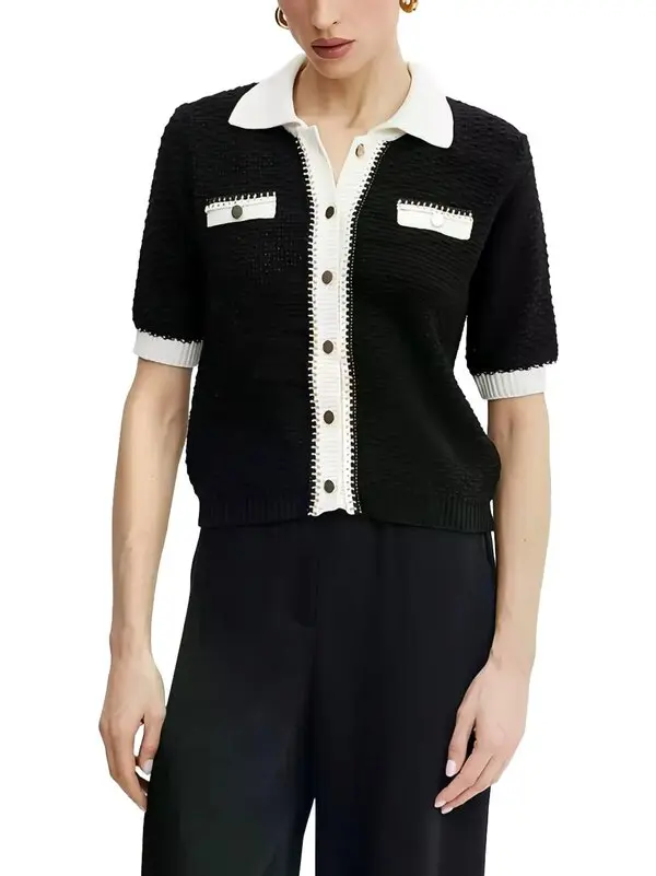 MORGAN Collared Buttoned Cardigan - Black