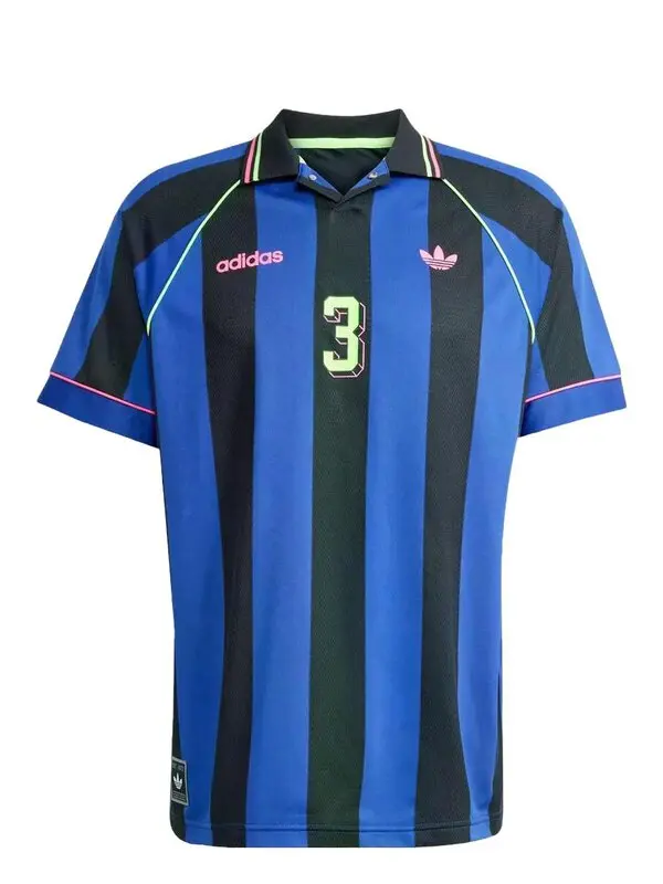 Adidas Jacquard Striped Polo Shirt - Blue