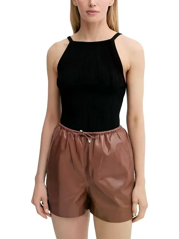 SAMSOE SAMSOE Ribbed Knit Square Neck Sleeveless Top - Black