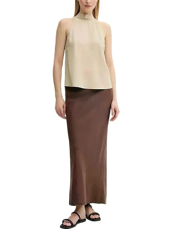 SAMSOE SAMSOE High-neck Sleeveless Top With Tie Detail - Neutrals