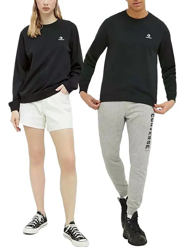 CONVERSE Go-to Logo-detail Crew-neck Sweatshirt - Black